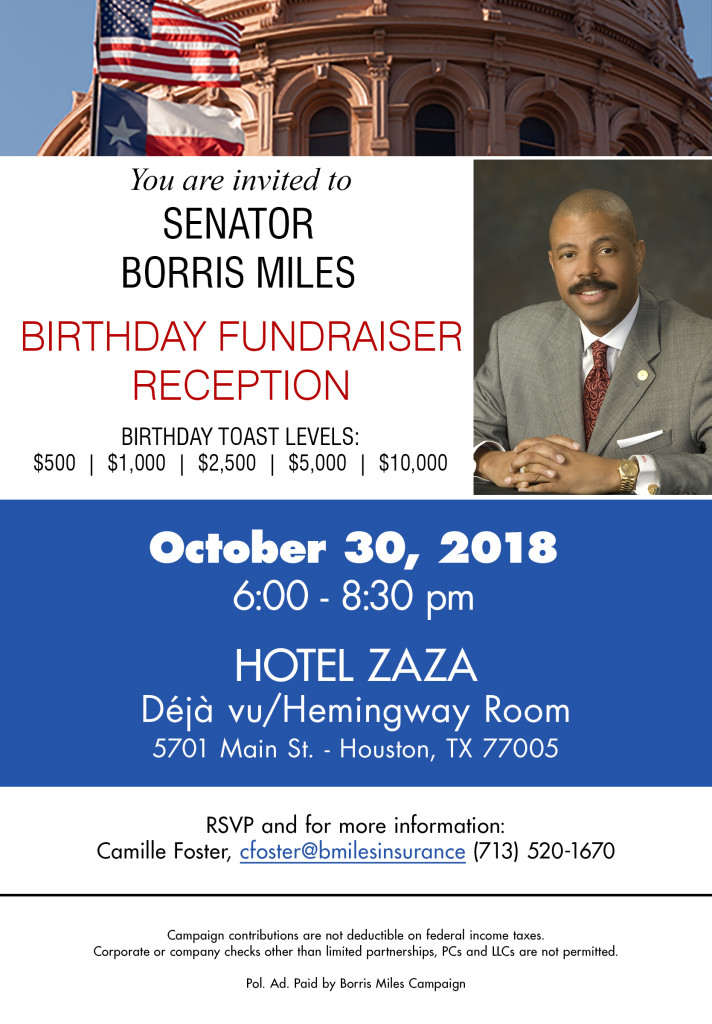 Senator Borris Miles Birthday Fundraiser- 27th Sep - Elite Change